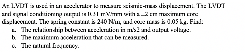 Solved An Lvdt Is Used In An Accelerator To Measure