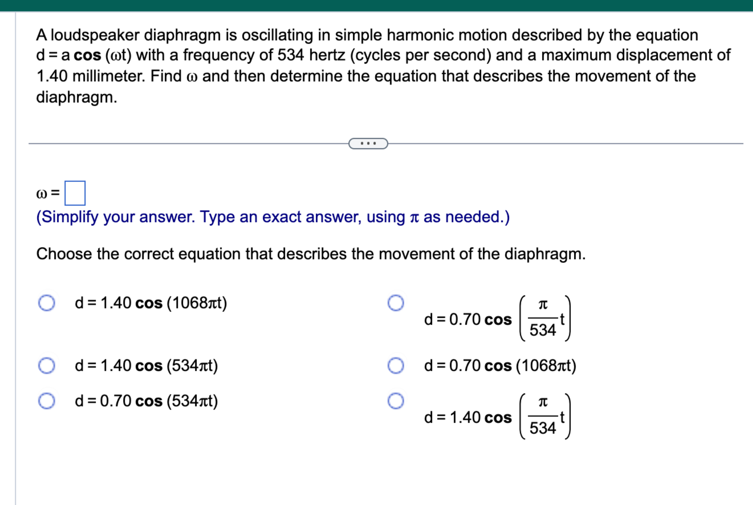 Solved A loudspeaker diaphragm is oscillating in simple | Chegg.com