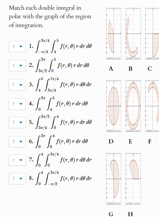 Solved Match each double integral inpolar with the graph of | Chegg.com