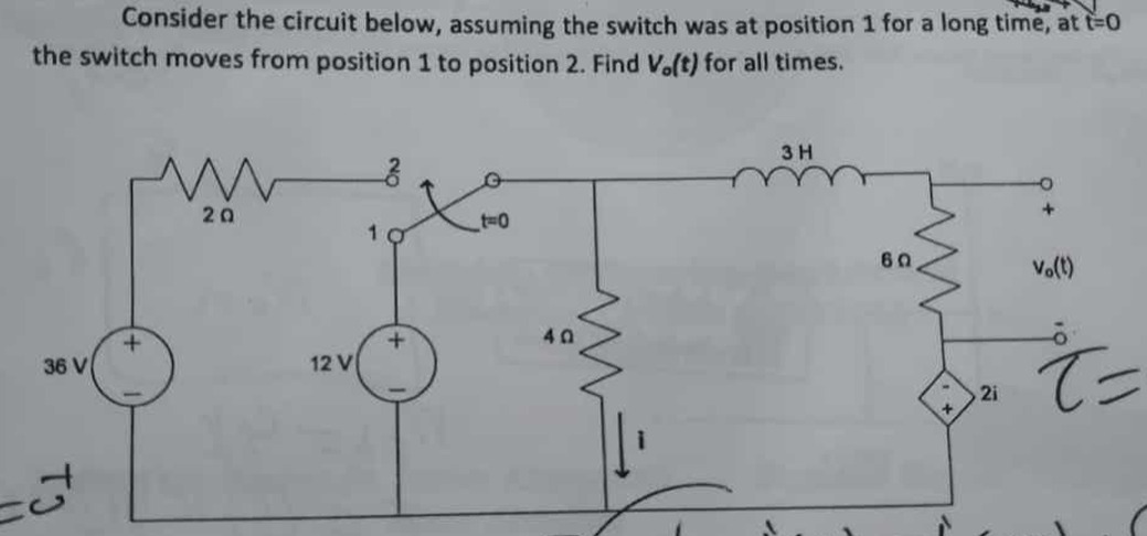Consider the circuit below, assuming the switch was | Chegg.com