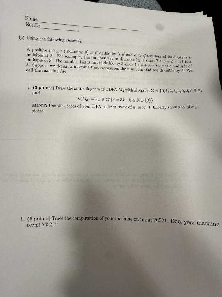 Solved (c) ﻿Using the following theorem:A positive integer | Chegg.com