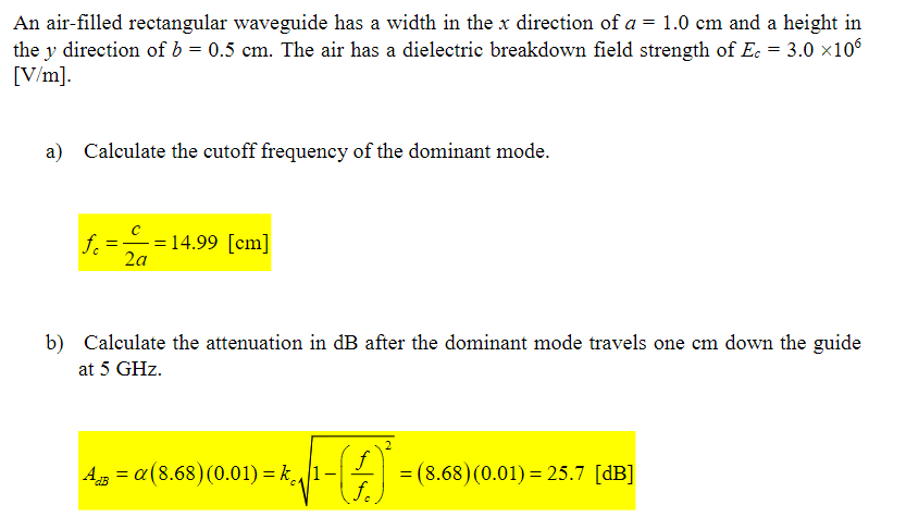 Solved An air-filled rectangular waveguide has a width in | Chegg.com