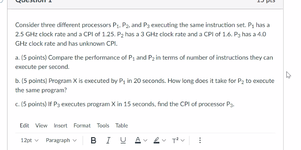 Solved 1J Consider three different processors P1, P2, and P3 | Chegg.com