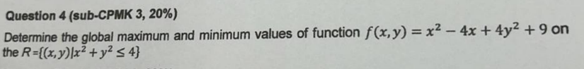 Solved Question 4 (sub-CPMK 3, 20%)Determine the global | Chegg.com