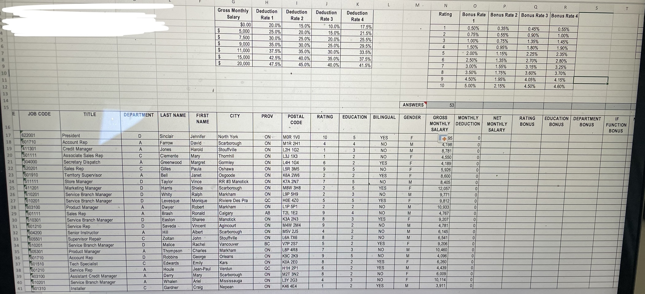 Solved In cell O17: Use the VLOOKUP function to return the | Chegg.com