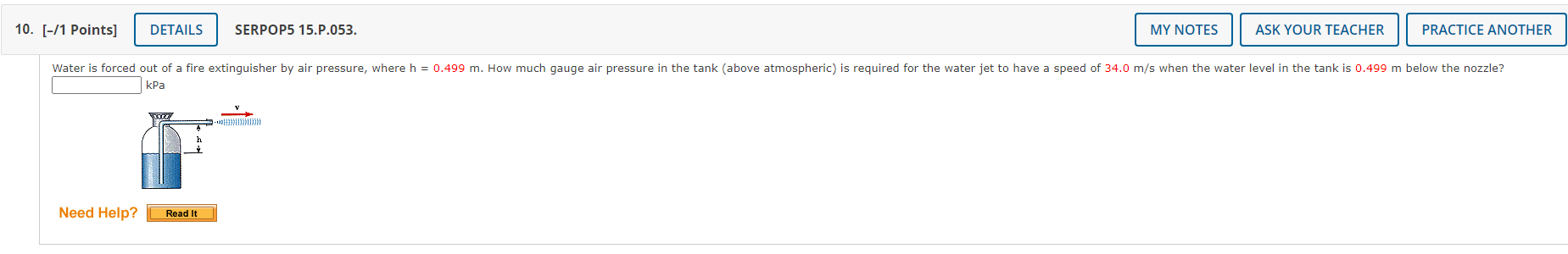 Solved 10. [-/1 Points] DETAILS SERPOP5 15.P.053. kPa Need | Chegg.com