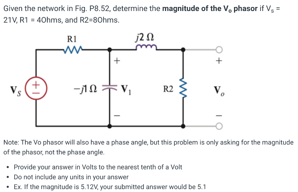 Solved = Given the network in Fig. P8.52, determine the | Chegg.com