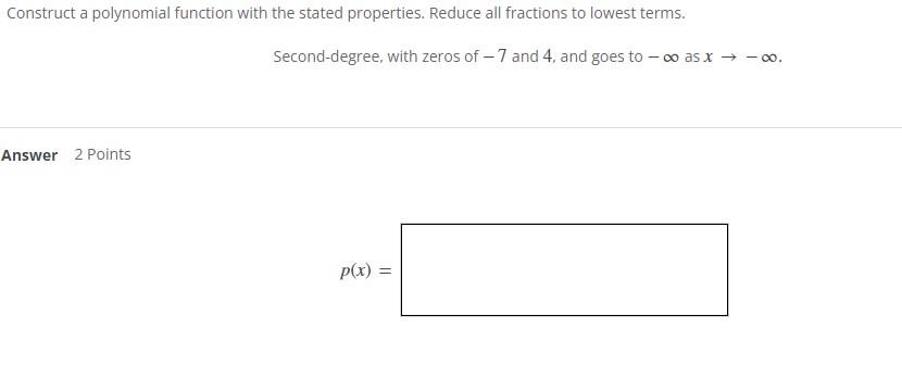 Solved Construct a polynomial function with the stated | Chegg.com