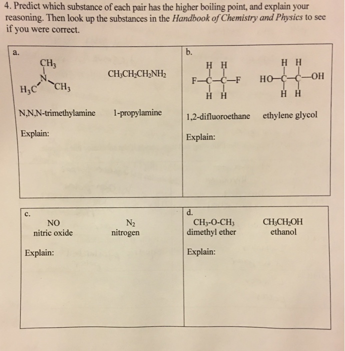 Solved Predict which substance of each pair has the higher | Chegg.com