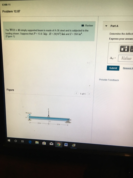 Solved (HW 11 Problem 12.87 Review Part A The W12 x 45 | Chegg.com