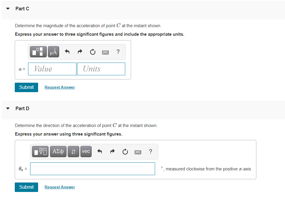 Solved Part A Member Ab Has The Angular Velocity Wab 2