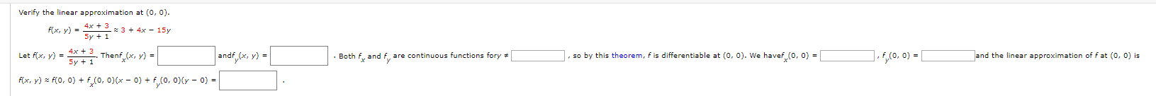 Solved Verify the linear approximation at (0,0). f(x, y) = | Chegg.com