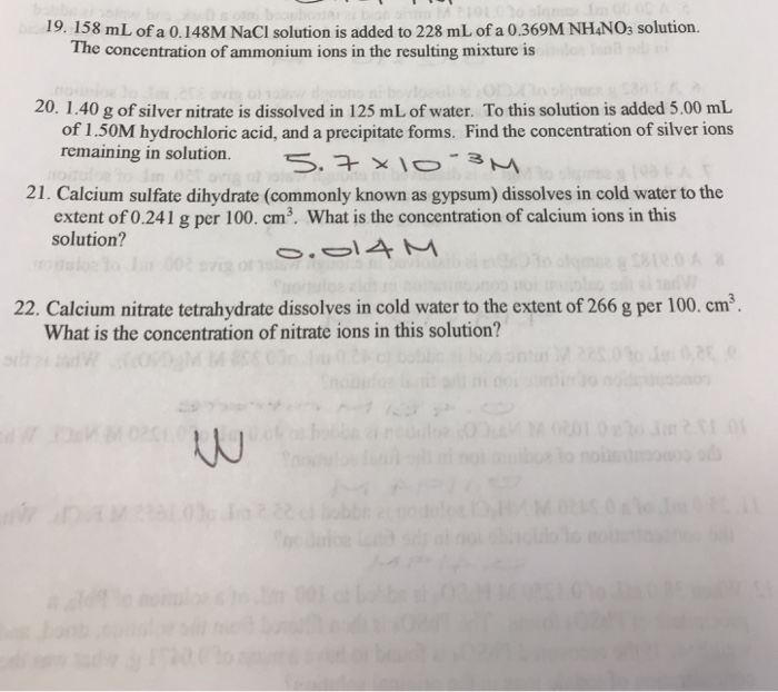 Solved 19. 158 mL of a 0.148M NaCI solution is added to 228 | Chegg.com