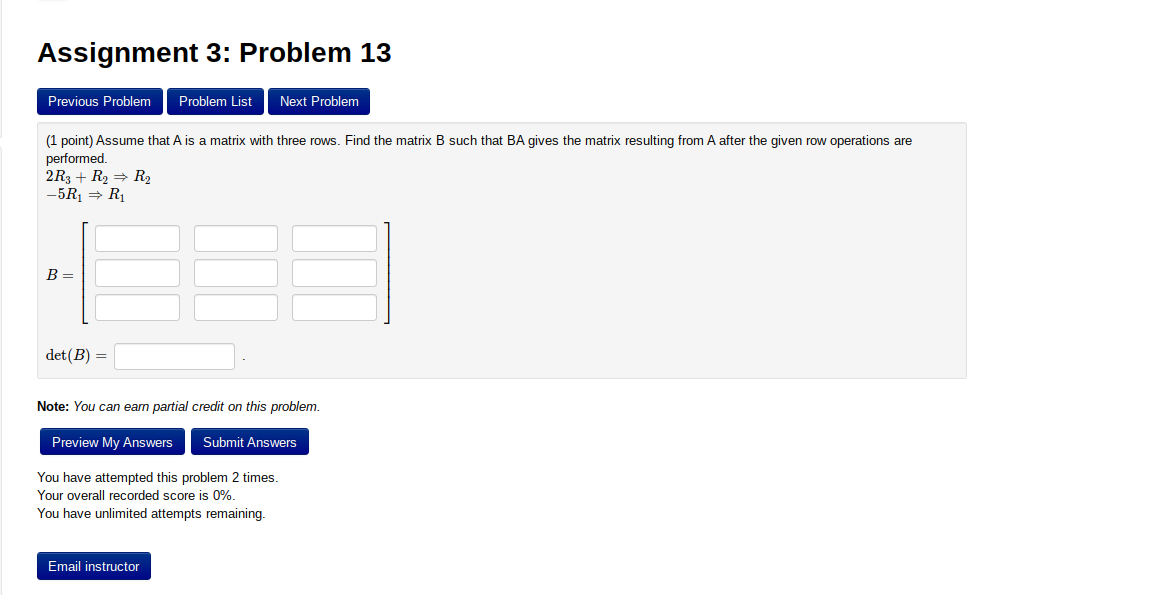 Solved Assignment 3: Problem 13 Previous Problem Problem | Chegg.com