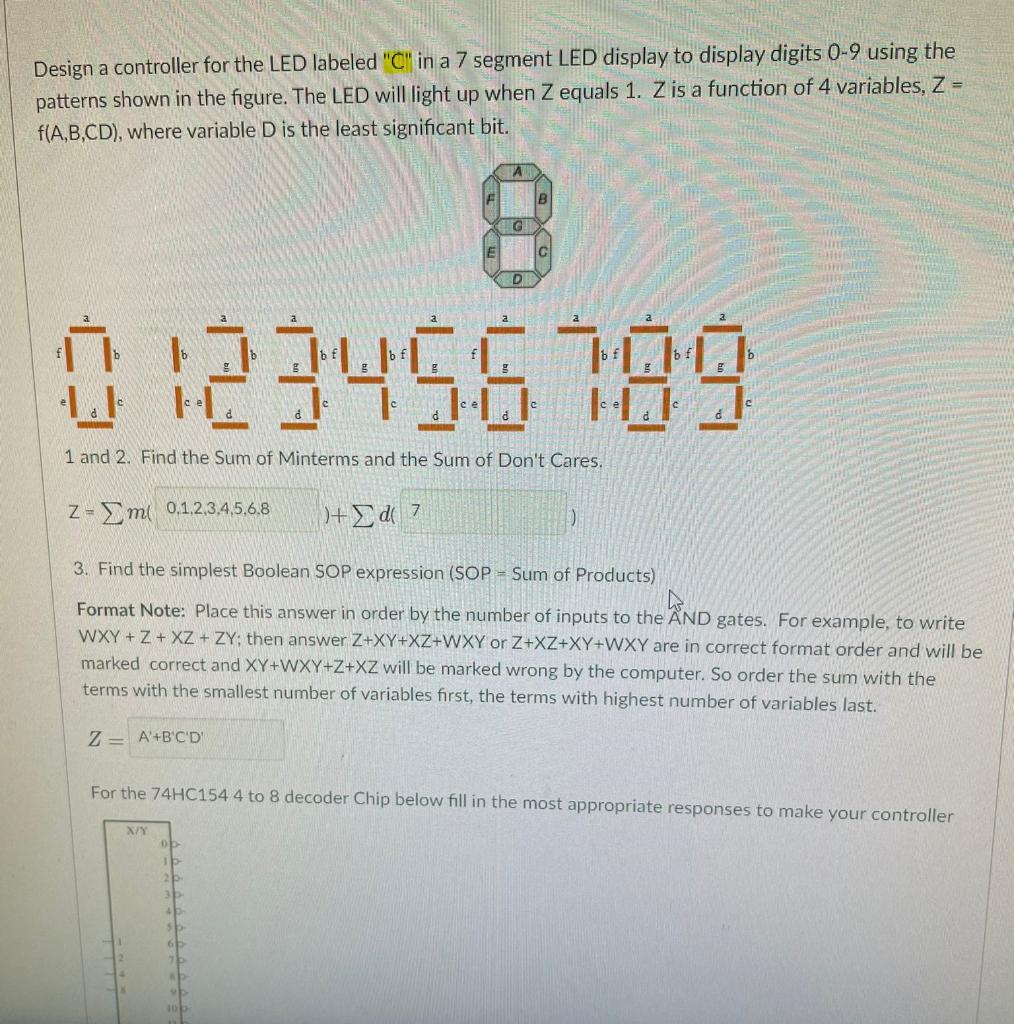 Solved Design a controller for the LED labeled "C" in a 7 | Chegg.com