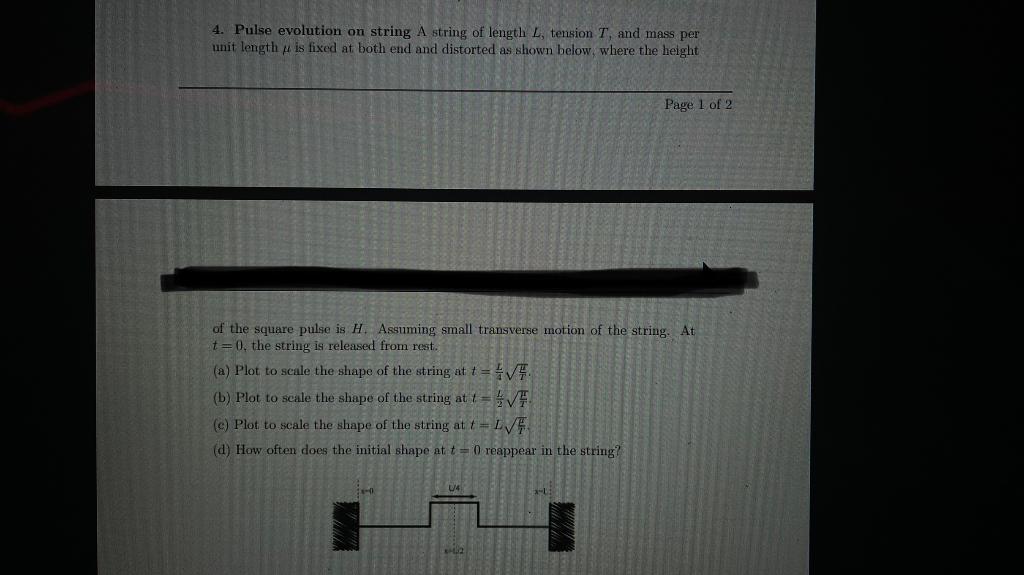 4. Pulse evolution on string A string of length L, | Chegg.com