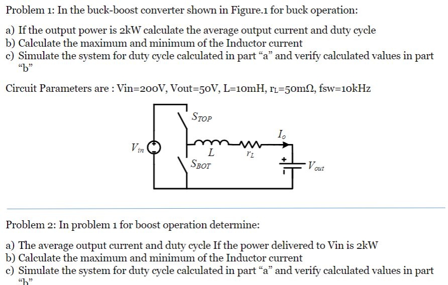 Solved Problem 1: In the buck-boost converter shown in | Chegg.com