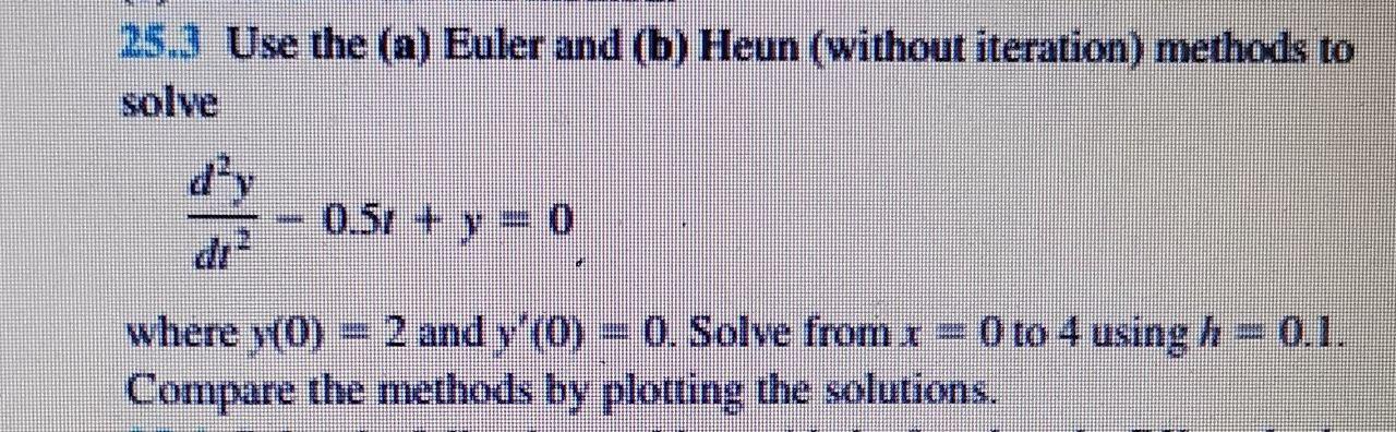Solved 25.3 Use the (a) Euler and (b) Heun (without | Chegg.com