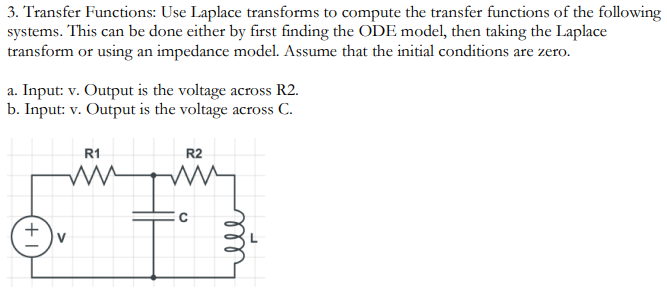 Solved 3. Transfer Functions: Use Laplace transforms to | Chegg.com