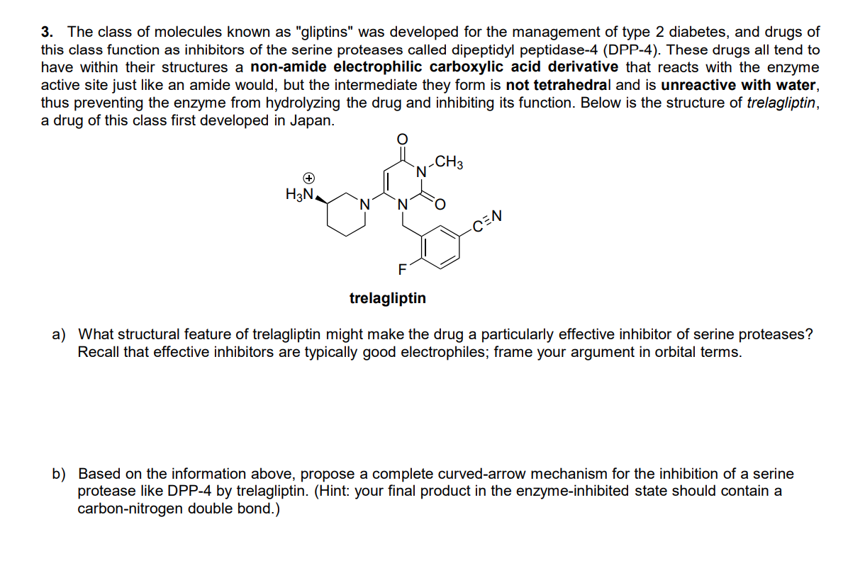 Solved 3. The class of molecules known as "gliptins" was | Chegg.com