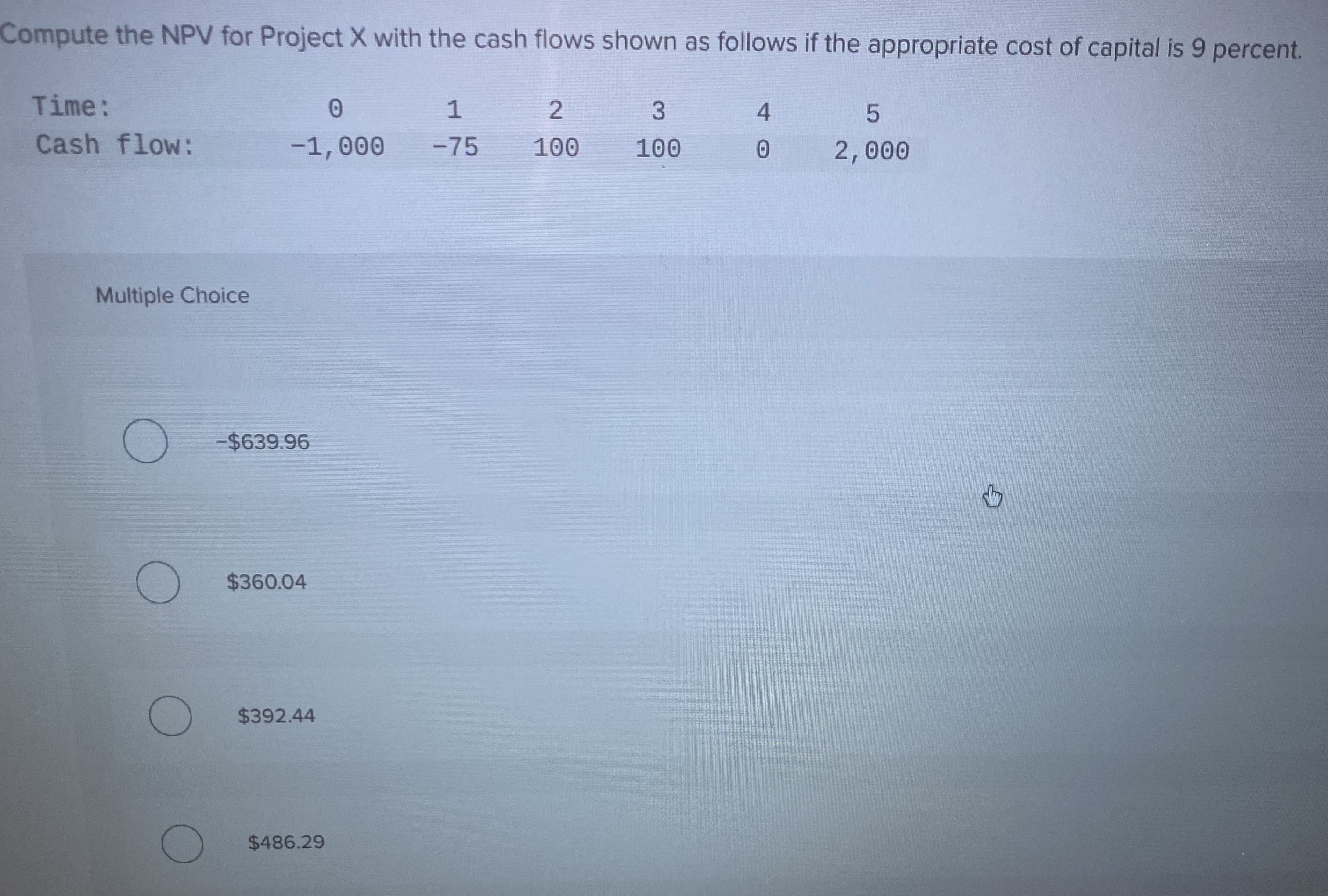 Solved Compute the NPV for Project x ﻿with the cash flows | Chegg.com