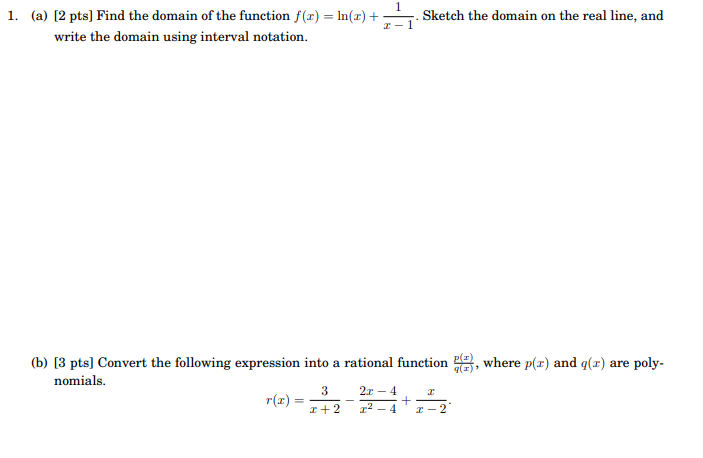 Solved (a) [2 pts] Find the domain of the function | Chegg.com