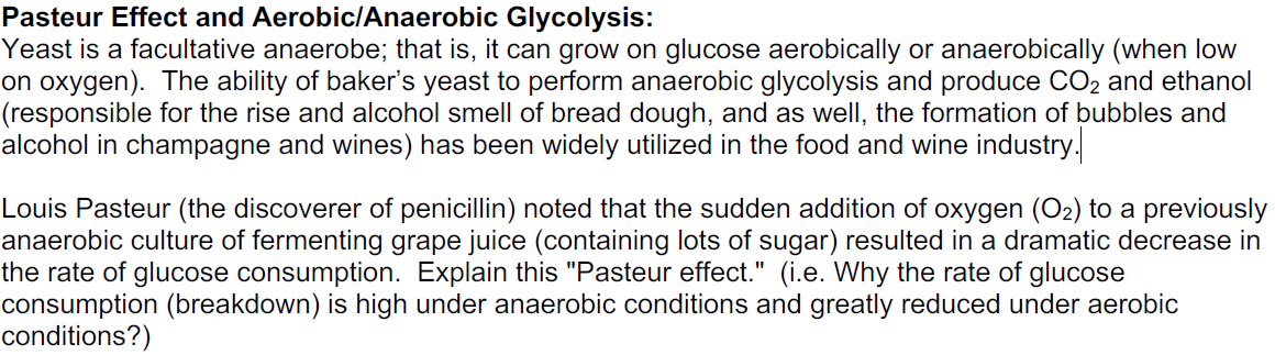 Solved Pasteur Effect and Aerobic/Anaerobic Glycolysis: | Chegg.com