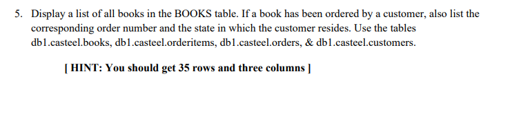 Solved Display a list of all books in the BOOKS table. If a | Chegg.com