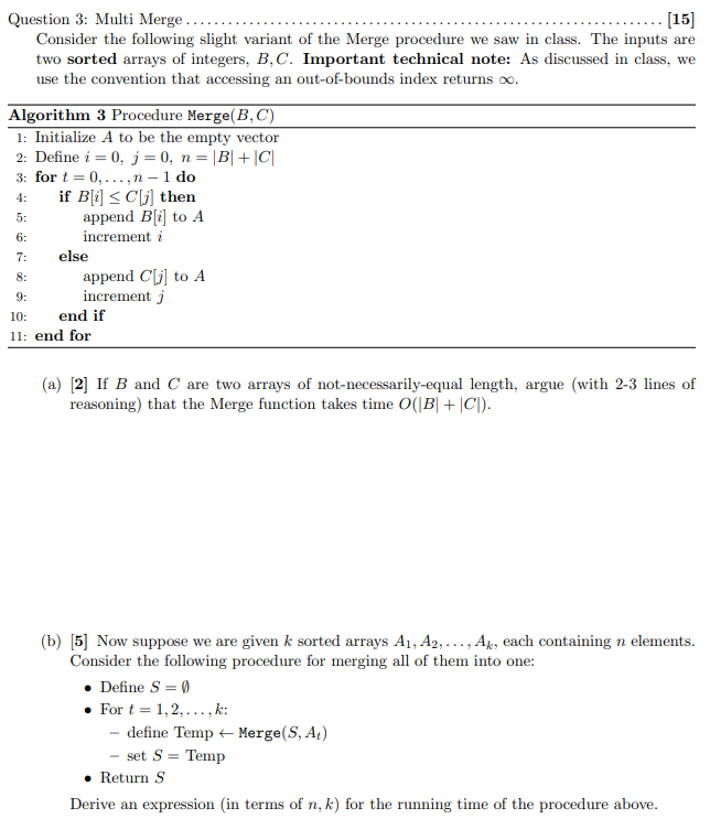 Solved Question 3: Multi MergeConsider the following slight | Chegg.com