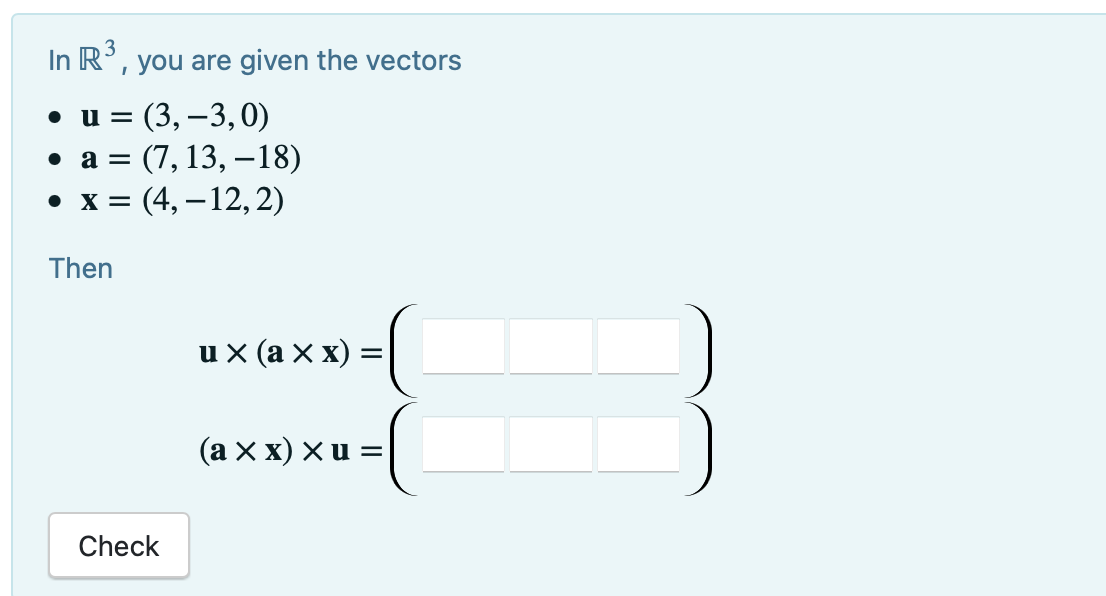 Solved In R3, you are given the vectors • u = (3,-3,0) = (7, | Chegg.com