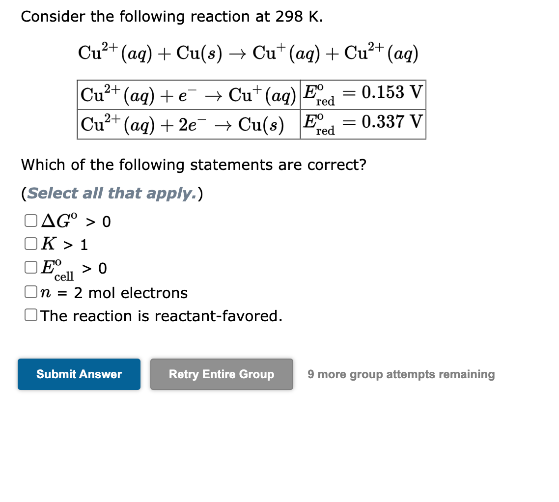 Solved Consider the following reaction at 298 K. | Chegg.com
