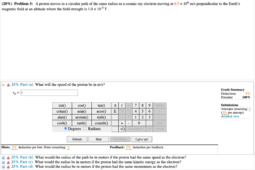 Solved (20\%) Problem 3: A proton moves in a circular path | Chegg.com