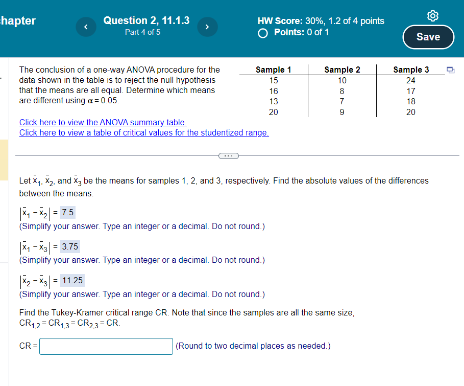 Solved The conclusion of a one-way ANOVA procedure for the | Chegg.com