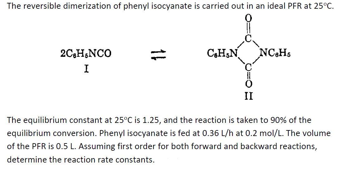 Solved The reversible dimerization of phenyl isocyanate is | Chegg.com