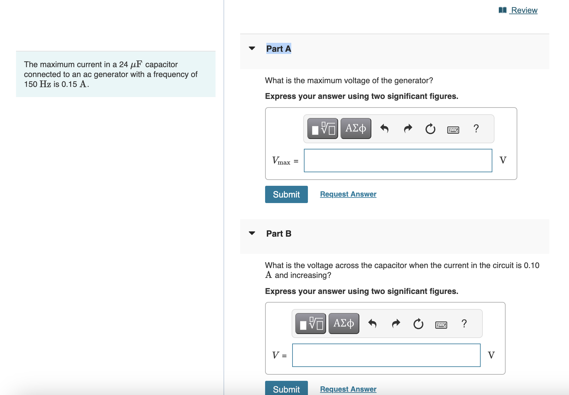 The maximum current in a 24μF capacitor connected to | Chegg.com