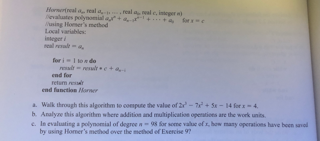 Solved 10. An alternative to the polynomial evaluation | Chegg.com