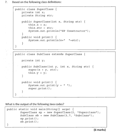 Solved 7. Based on the following class definitions: What is | Chegg.com