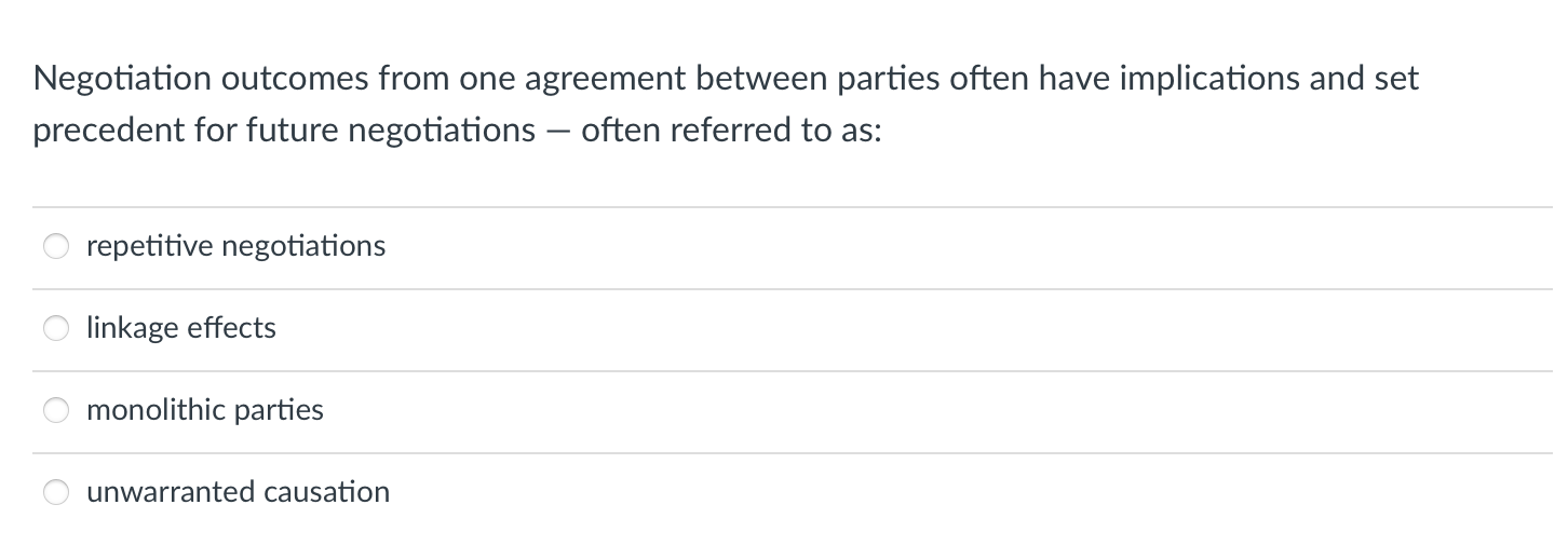 Solved Negotiation outcomes from one agreement between | Chegg.com