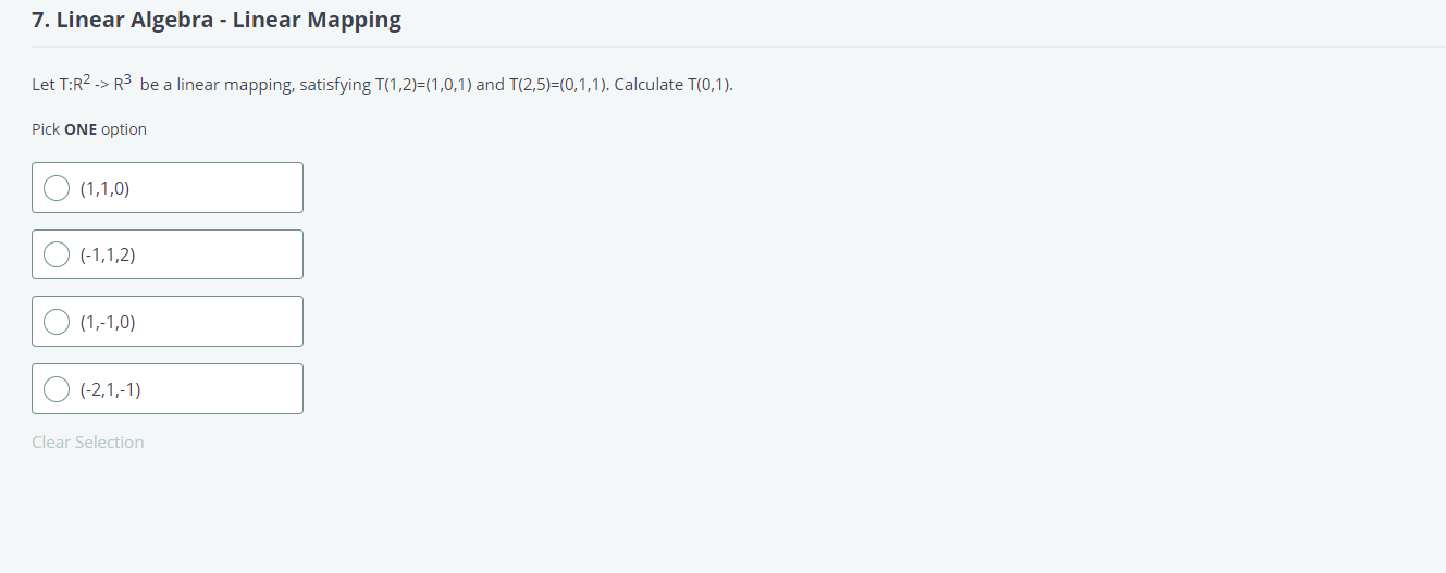 Solved 7. Linear Algebra - Linear Mapping Let T:R2->R3 be a | Chegg.com