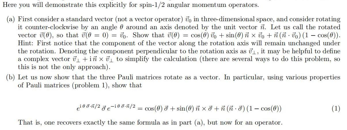 Solved Here you will demonstrate this explicitly for spin- | Chegg.com