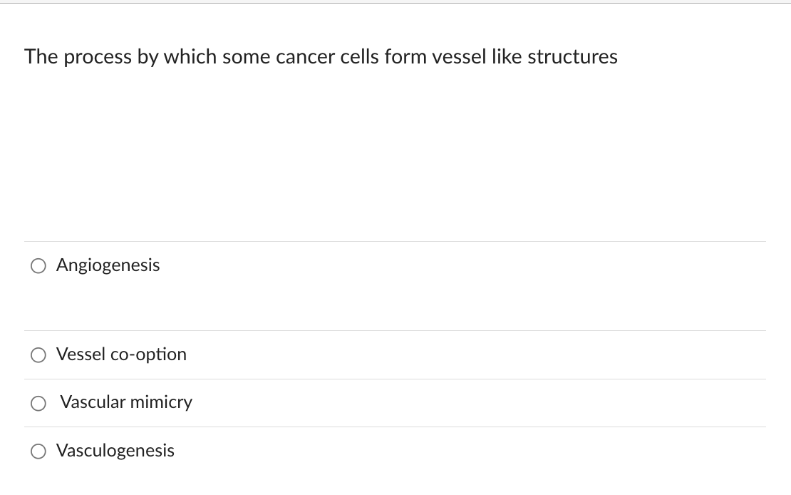 Solved The process by which some cancer cells form vessel | Chegg.com