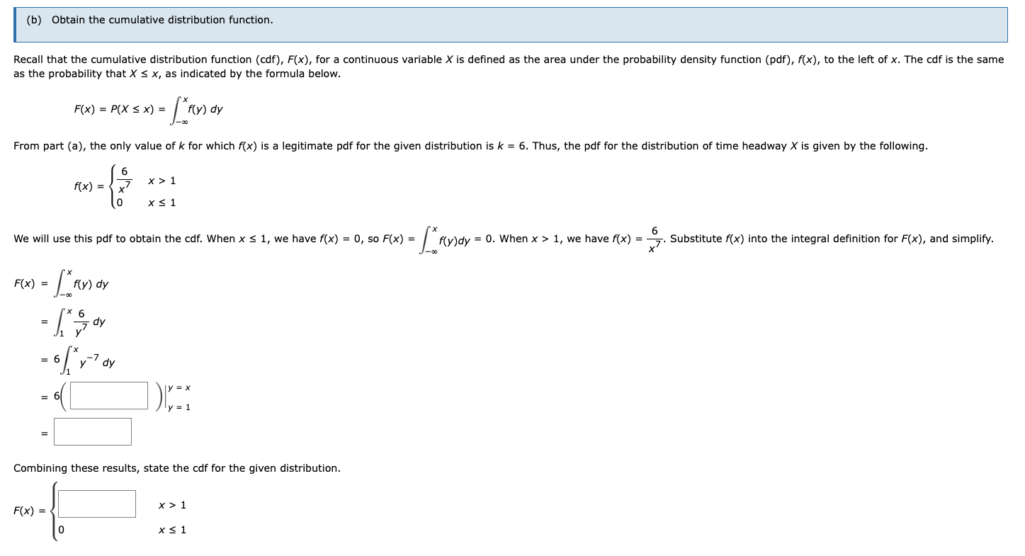 Solved (b) ﻿Obtain the cumulative distribution function. as | Chegg.com