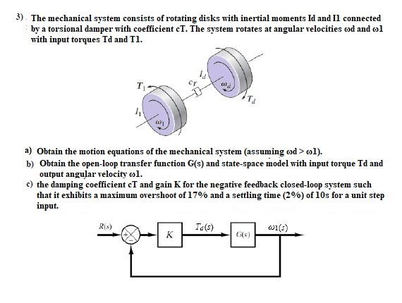 Solved 3) The mechanical system consists of rotating disks | Chegg.com