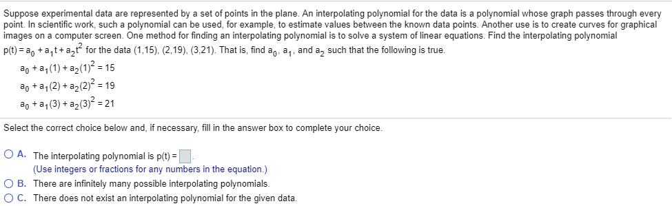 Solved Suppose experimental data are represented by a set of | Chegg.com