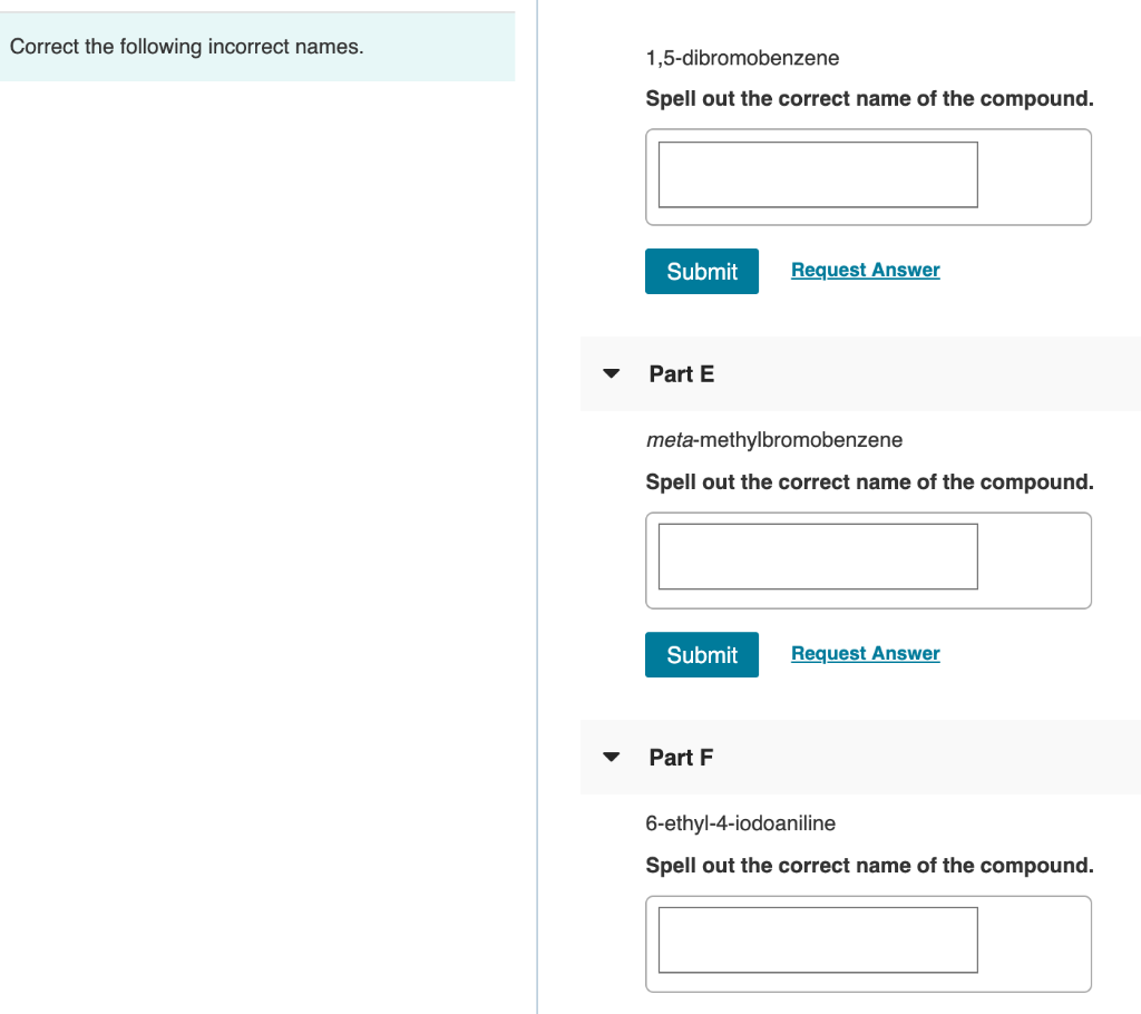 Solved Correct the following incorrect names. | Chegg.com
