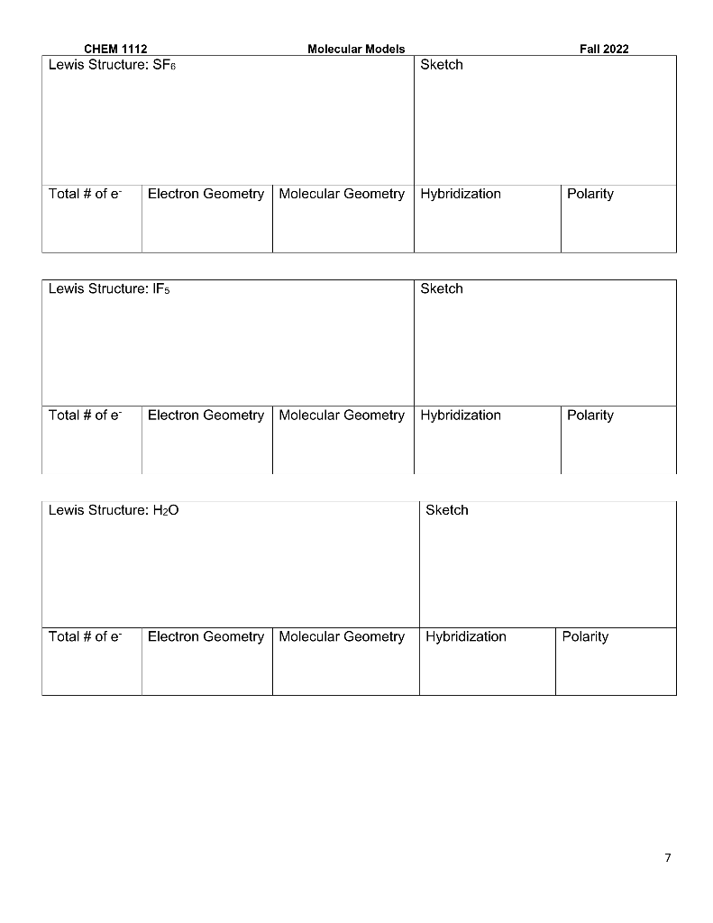 Pleas help with this Molecular Models Report Sheet | Chegg.com