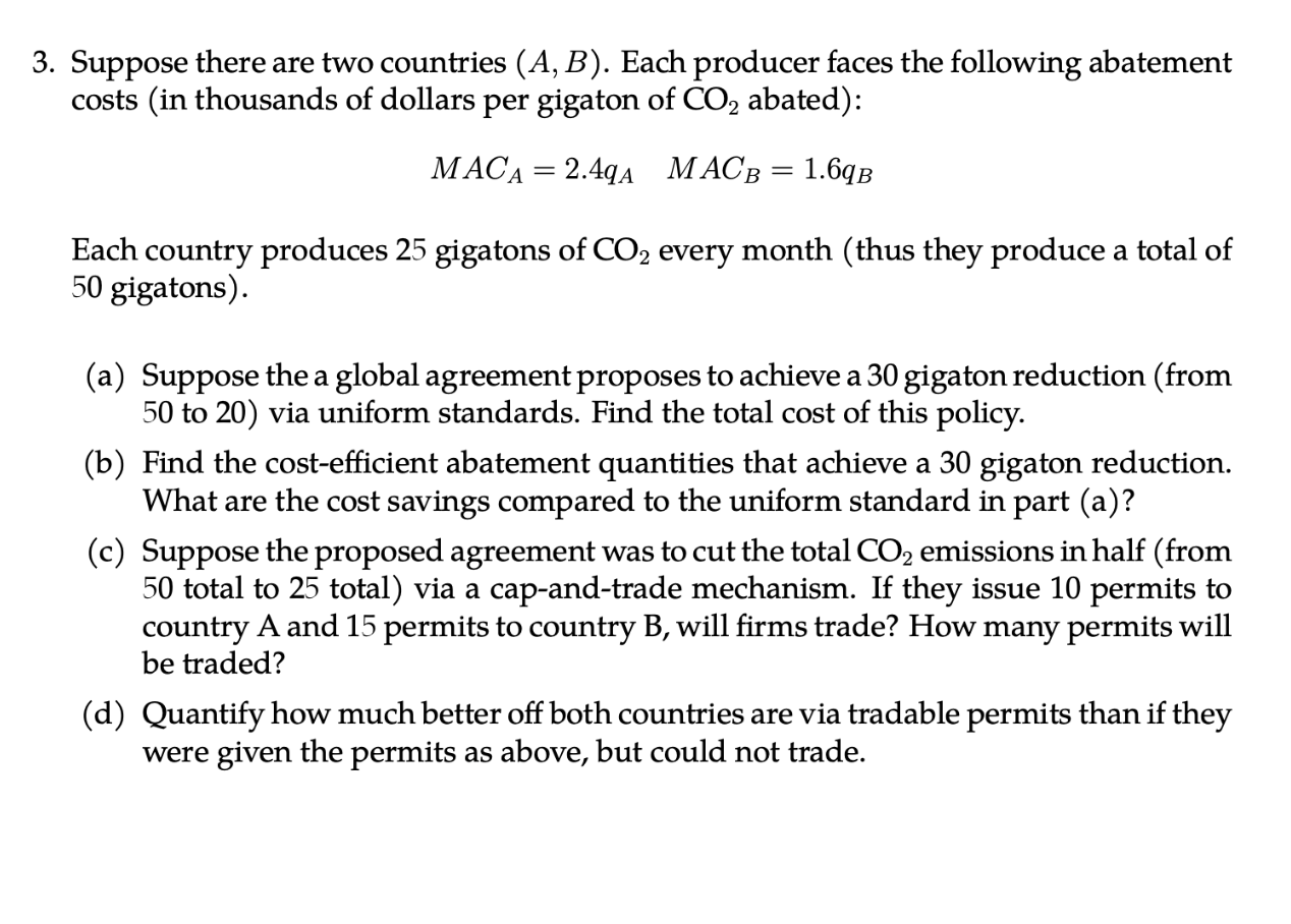 Solved Suppose there are two countries (A,B). Each producer | Chegg.com
