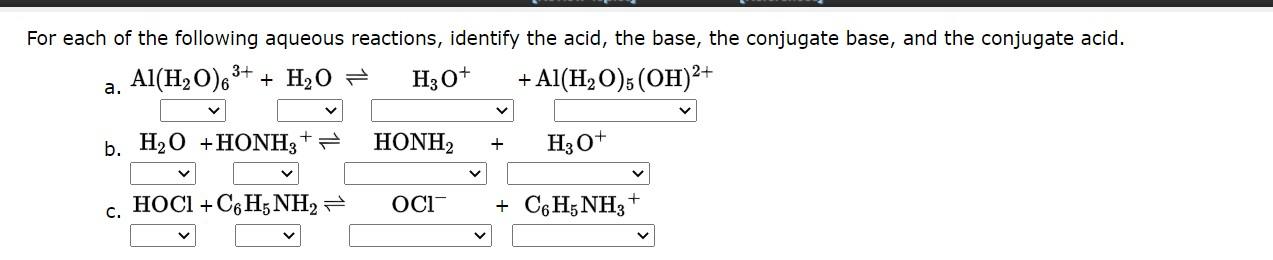Solved For each of the following aqueous reactions, identify | Chegg.com