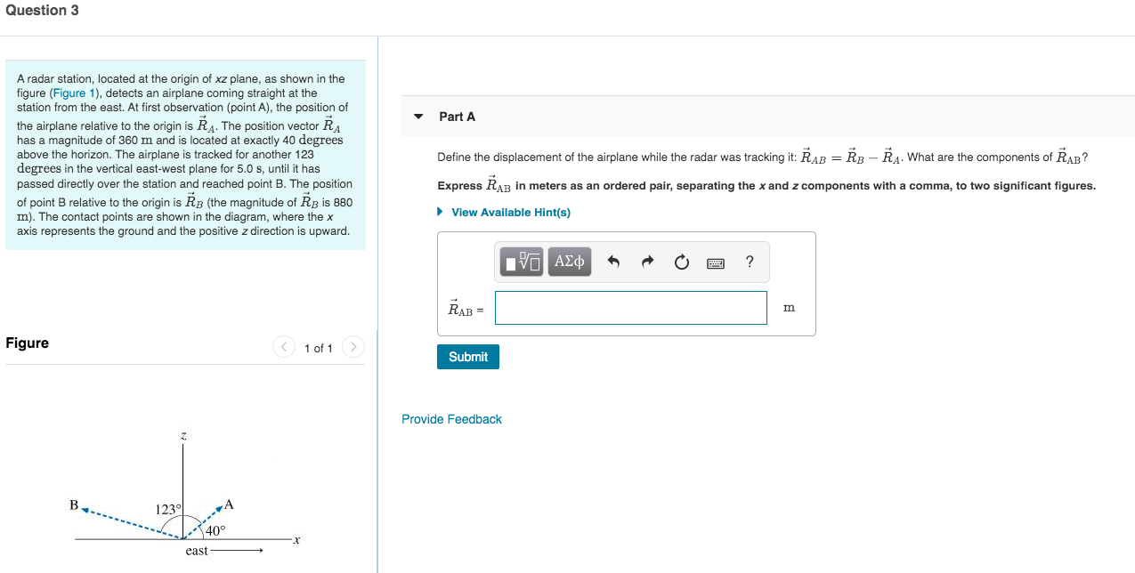Solved Question 3 Part A A radar station, located at the | Chegg.com