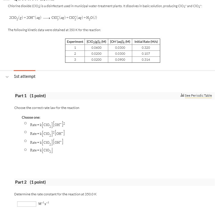 Solved Chlorine dioxide (CIO) is a disinfectant used in | Chegg.com